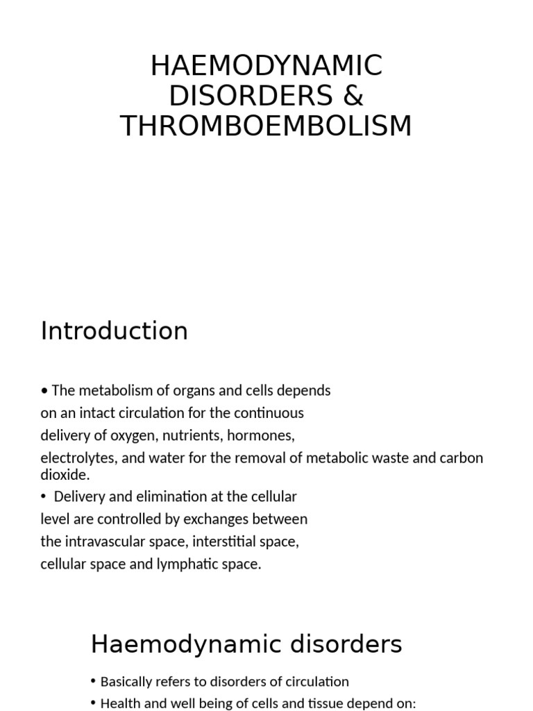 Haemodynamic & Thromboembolic Disorders | PDF | Thrombus | Edema
