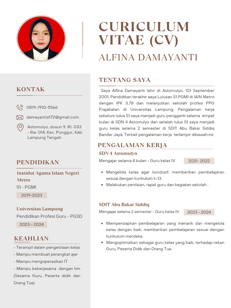 CV Lamaran Kerja_Alfina Damayanti | PDF
