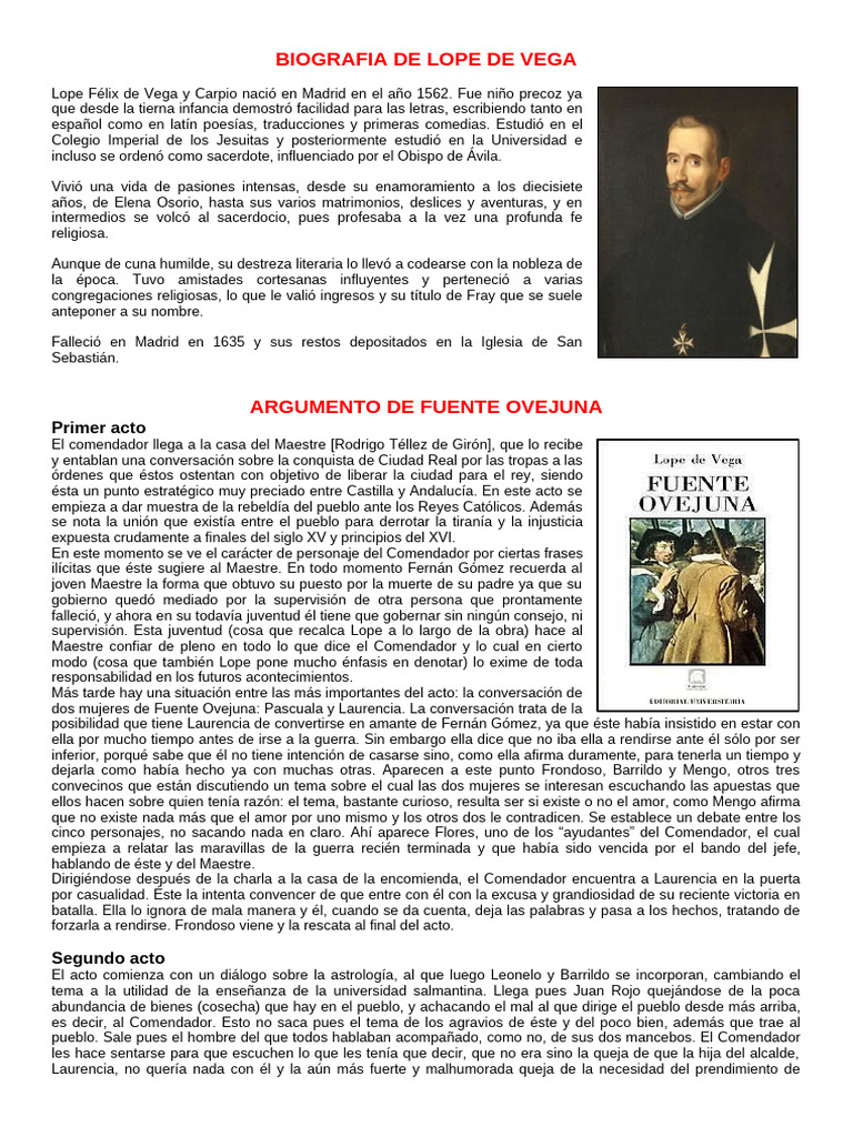 Biografia de Lope de Vega | PDF