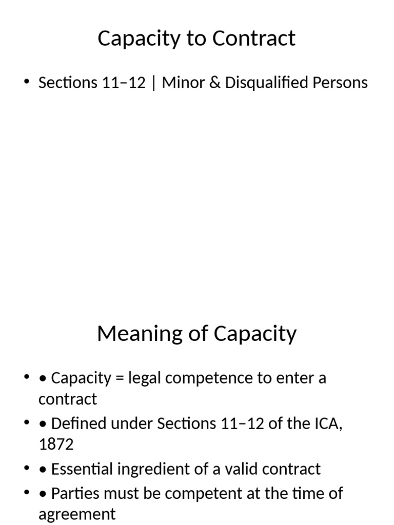 Understanding Contract Capacity: Minors & Disqualified Persons | PDF
