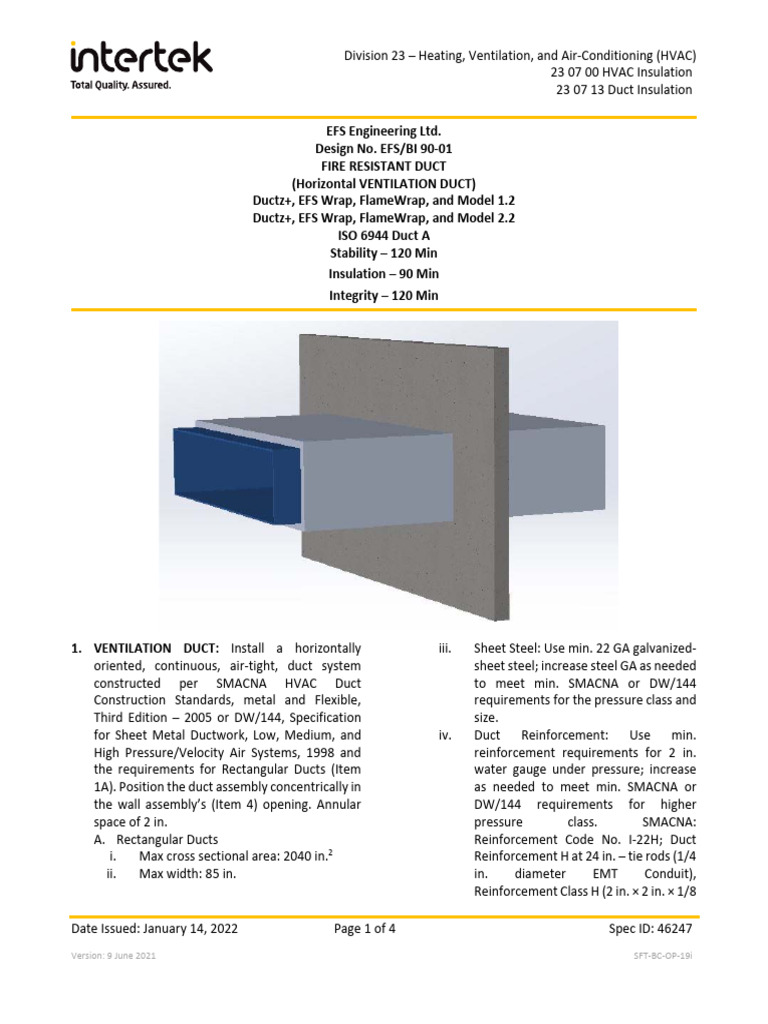 Intertek EFS-Bi 90-01 Standard | PDF | Duct (Flow) | Building Engineering
