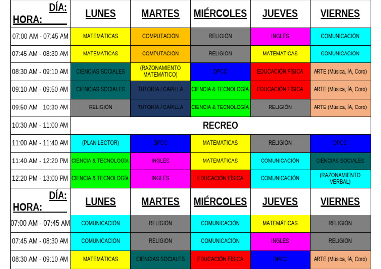Horarios Dac 2025 | PDF