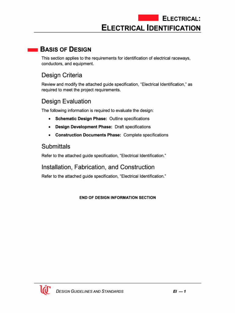 Electrical Identification Guide Specification | PDF | Electrical ...