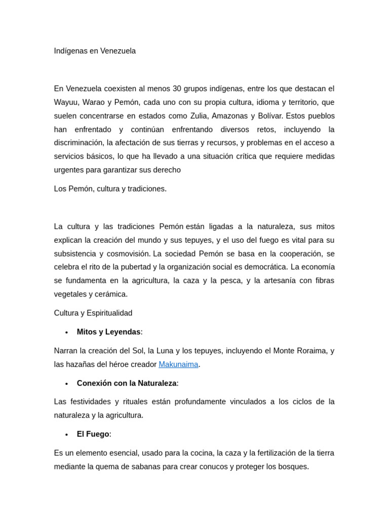 Cultura y Tradiciones de los Pemón en Venezuela | PDF | Agricultura | Ropa