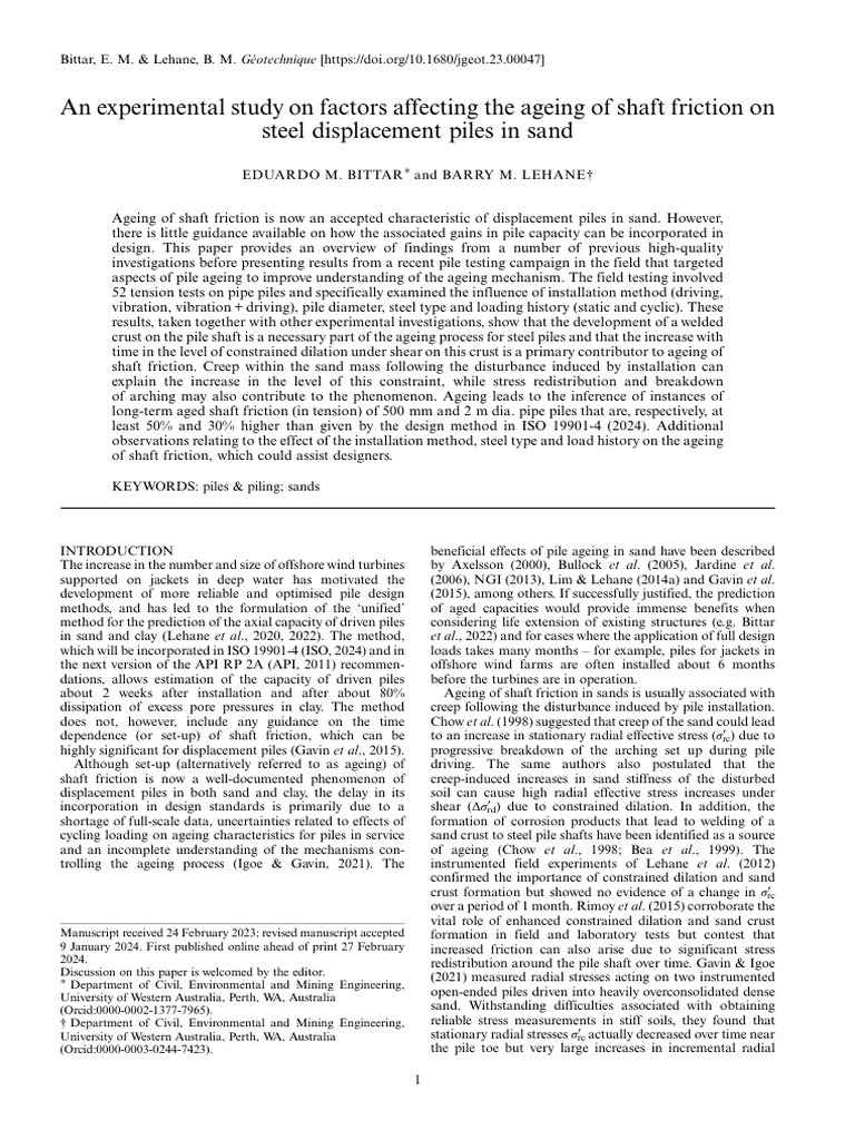 SR2 Axially Loaded Piles Bittar & Lehane - 2025 - Experimental Study ...