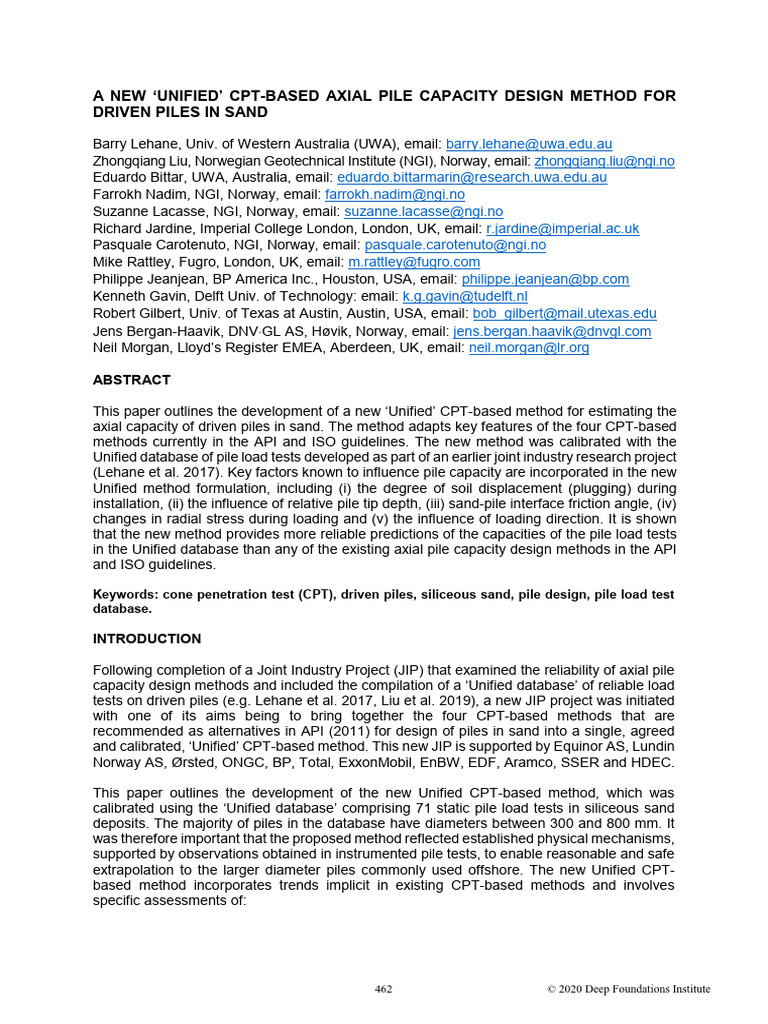 SR2 Axially Loaded Piles Lehane Et Al_2020_ISFOG Unified Method Sand | PDF | Stress (Mechanics ...