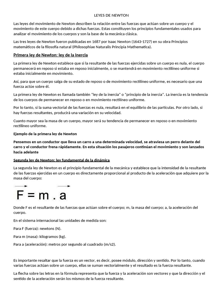 Leyes de Newton: Fundamentos del Movimiento | PDF | Las leyes del ...