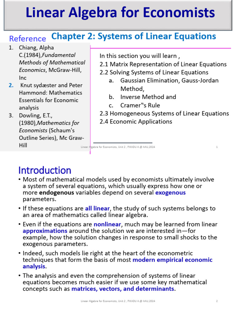 Linear Algebra Ch 2 | PDF | System Of Linear Equations | Matrix (Mathematics)