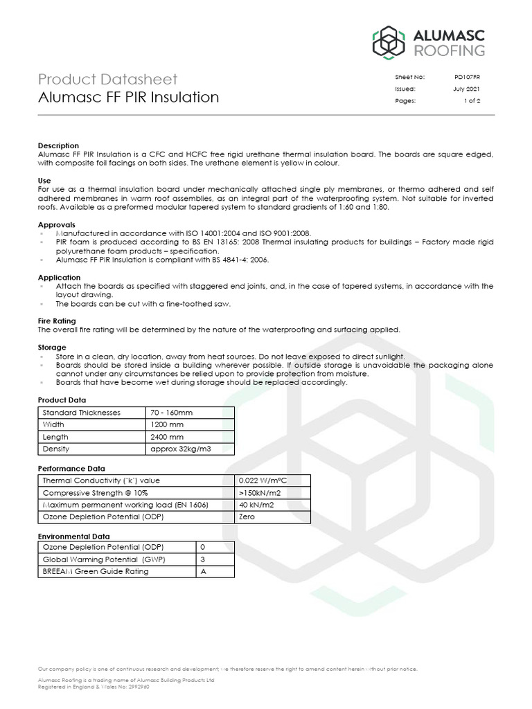 Pd107fr-Alumasc FF Pir Insulation | PDF | Thermal Insulation | Building ...