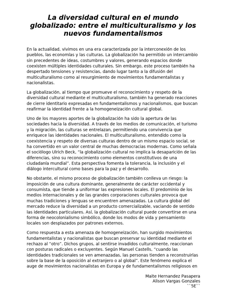 En La Actualidad | PDF | Globalización | Multiculturalismo