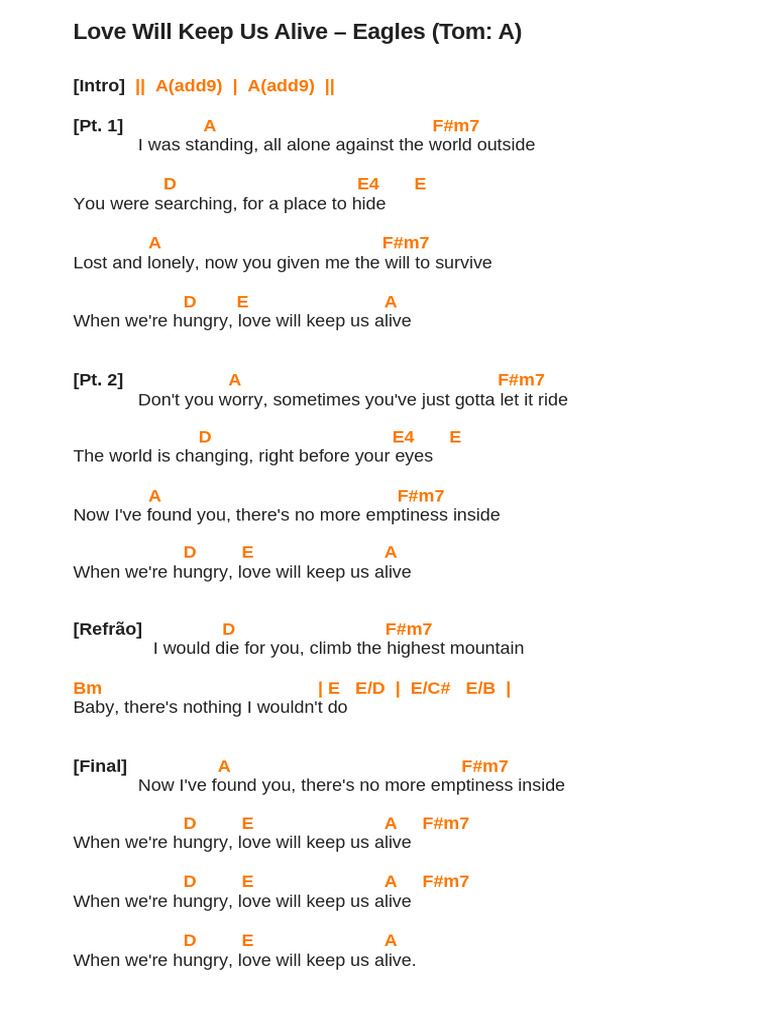 Love Will Keep Us Alive Lyrics | PDF