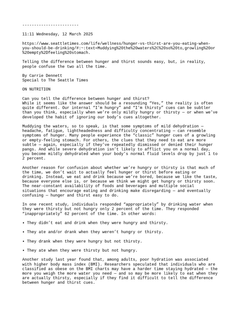 Dennett, Carrie@on Nutrition 01 | PDF | Dehydration | Body Mass Index