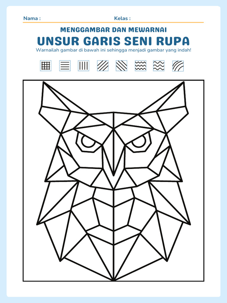 Menggambar Unsur Garis Seni Rupa Lembar Kerja Biru Ilustratif | PDF