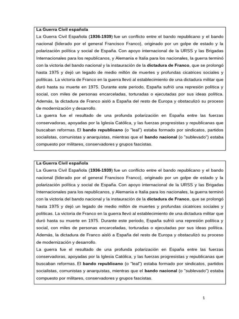 La Guerra Civil Española Resumen | PDF | guerra civil Española ...