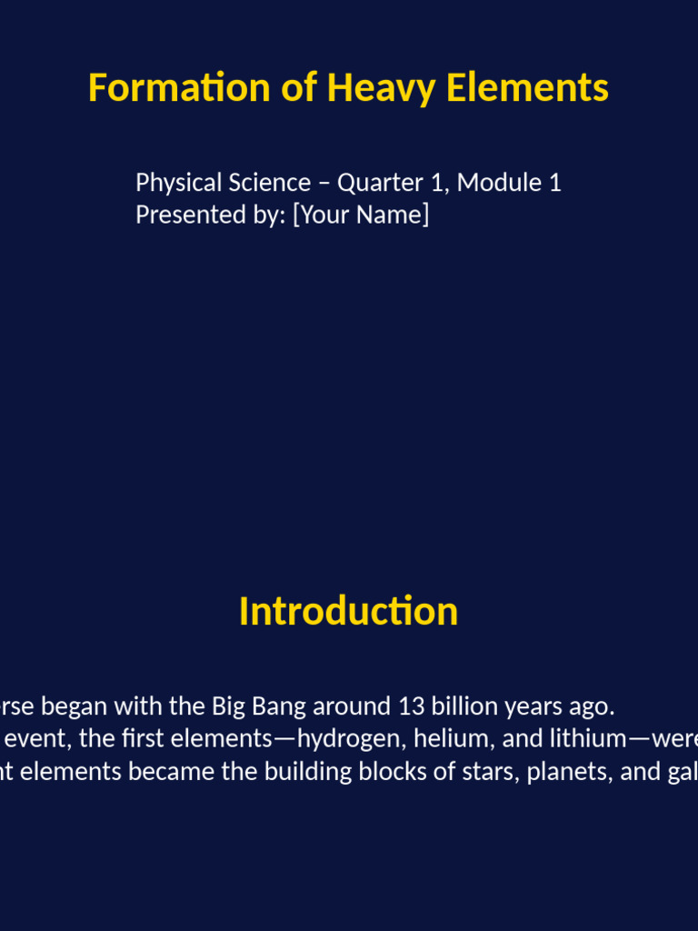 Formation of Heavy Elements in Stars | PDF