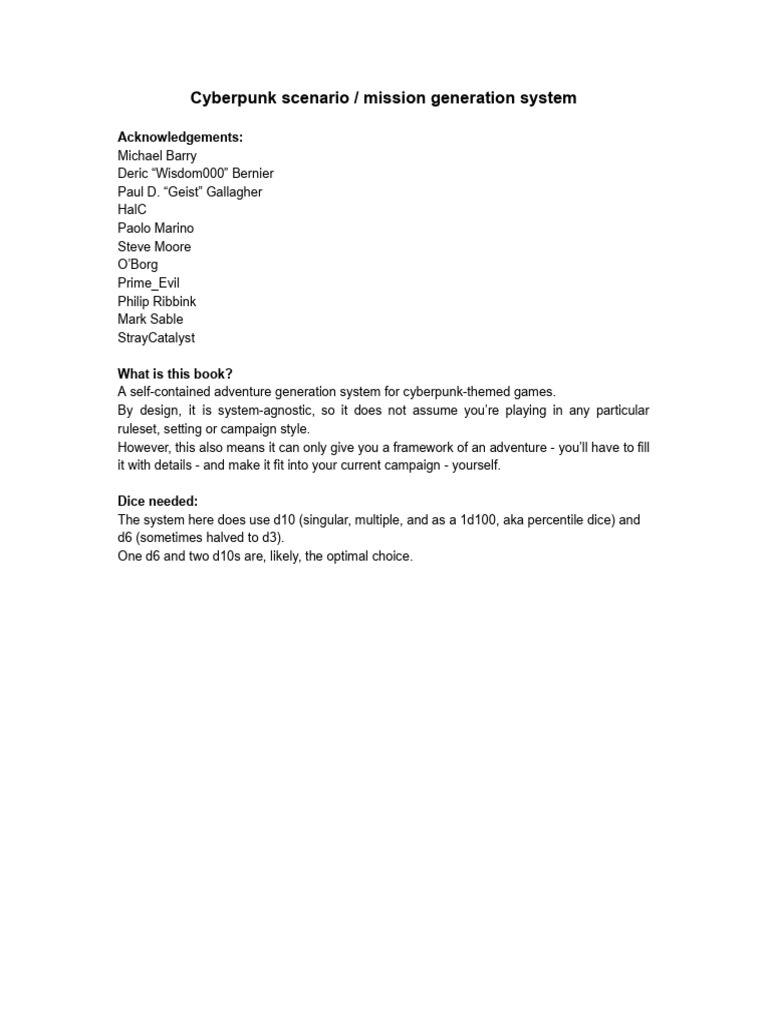 Cyberpunk 2020 - Net - Adventure - Scenario Generation System by Mike ...