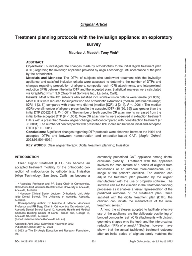 50. Treatment Planning Protocols With the Invisalign Appliance an ...