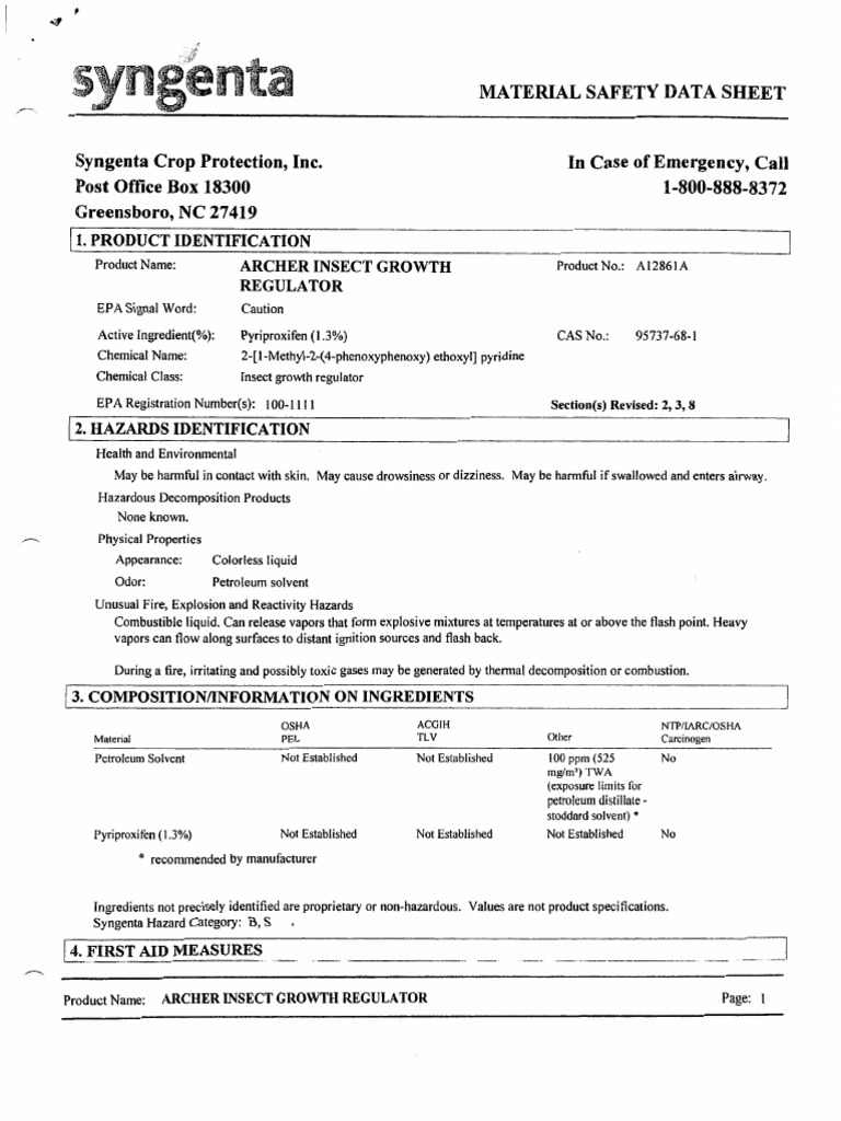 Archer Insect Growth Regulator | PDF | Water | Combustion