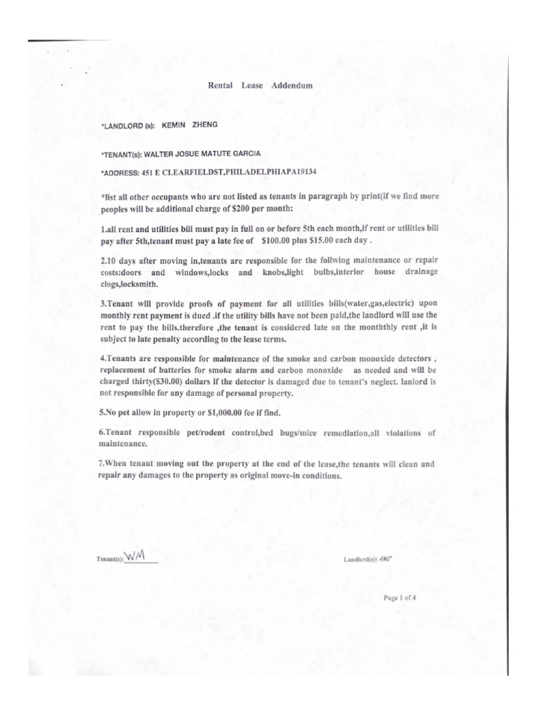 Rental Lease Addendum | PDF