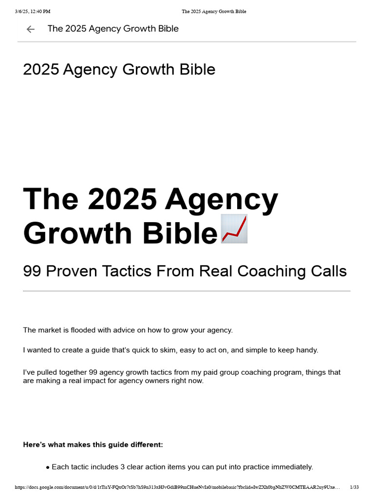 99 Proven Tactics for Agency Growth | PDF | Linked In | Customer ...