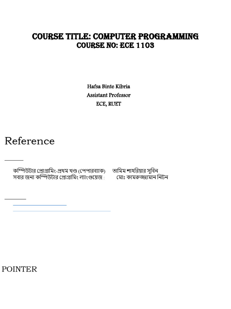 Pointer | PDF | Pointer (Computer Programming) | Integer (Computer Science)