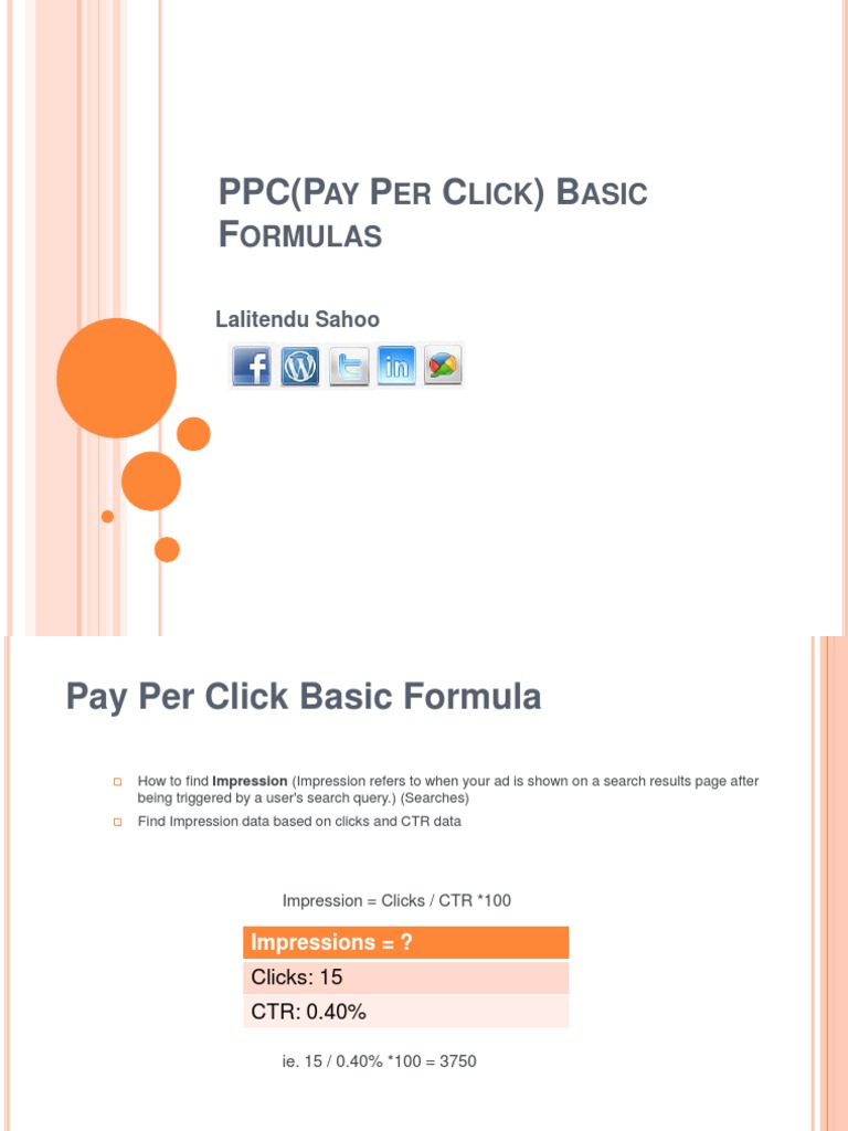 Ppc Basic Formula | Pay Per Click | Revenue