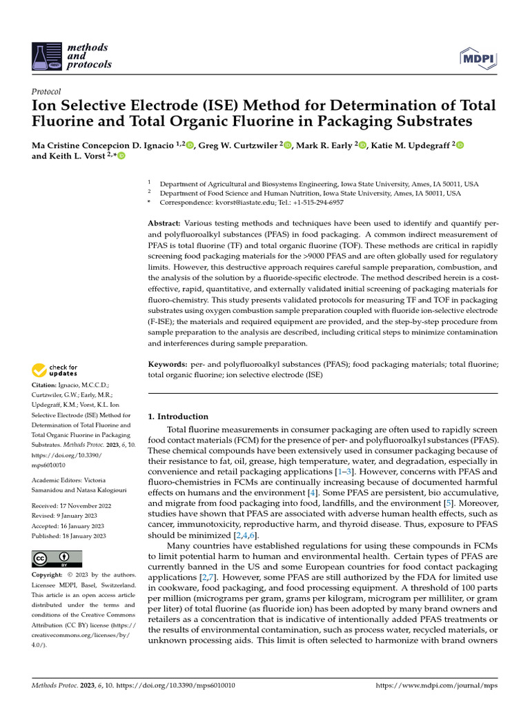 Ion Selective Electrode (ISE) Method For Determination of Total ...