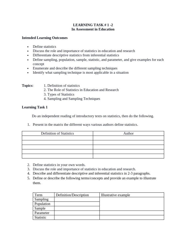 Learning Task 1 2 | PDF