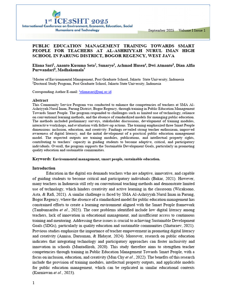 Eliana Sari - Full Paper 1st ICE3SH - 2025 - PUBLIC EDUCATION ...