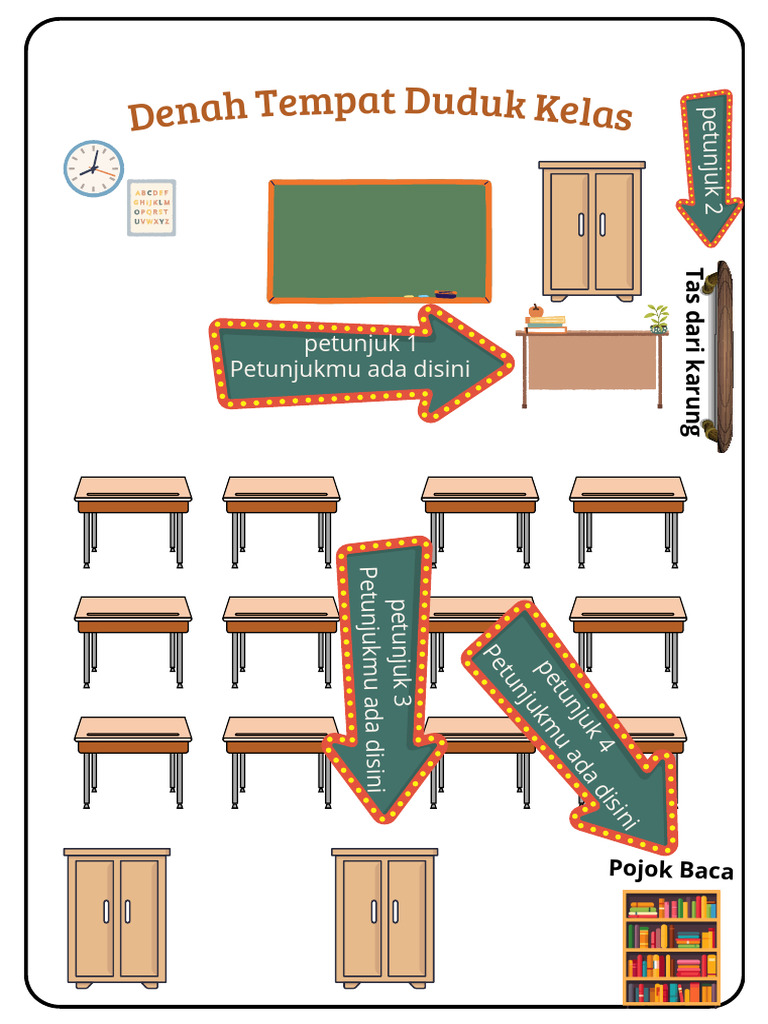 Hijau Warna Warni Ilustrasi Minimalis Denah Tempat Duduk Kelas Dokumen ...