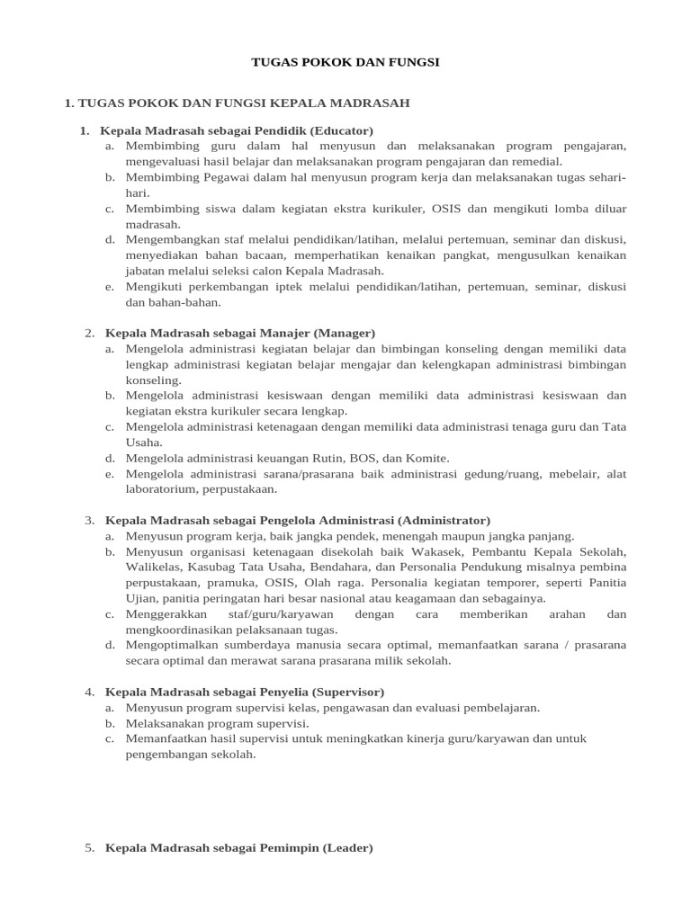 TUPOKSI KAMAD, KTU, WAKABID, DLL MAN 4 BOYOLALI | PDF