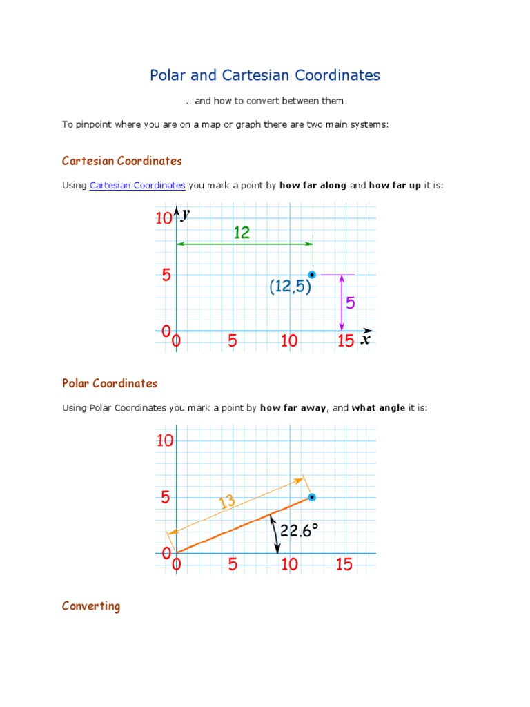 Cartesian Coordinates To Polar Coordinates Conversion | PDF | Cartesian ...