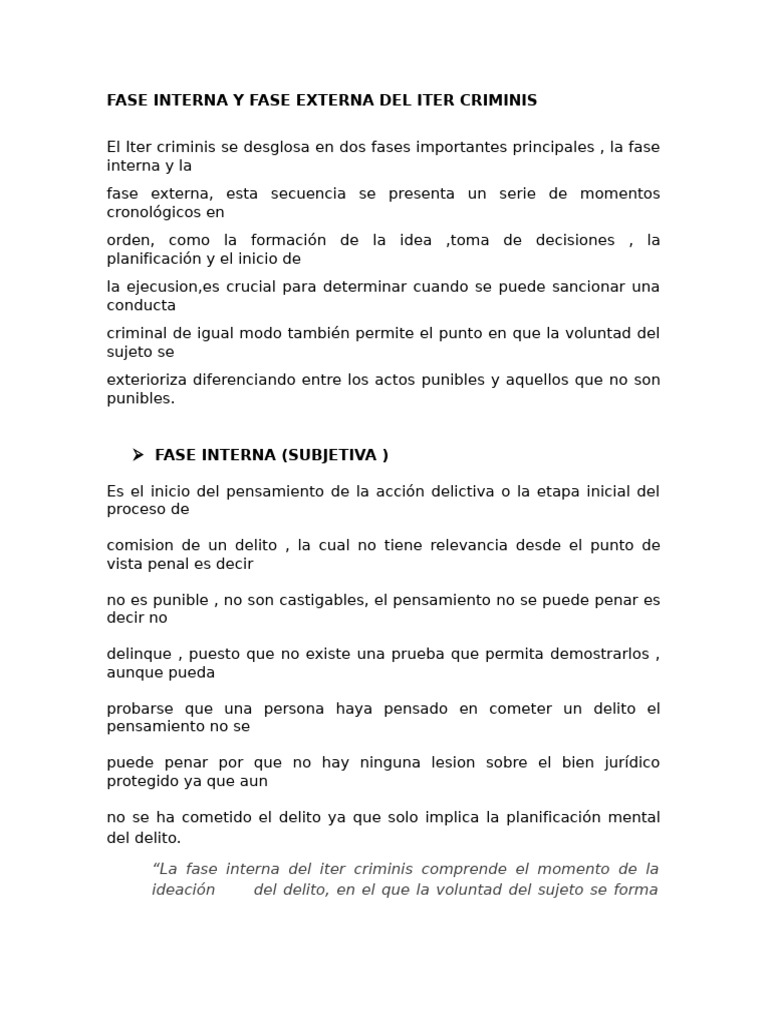 Fases del Iter Criminis: Interna y Externa | PDF | Derecho penal | Crímenes