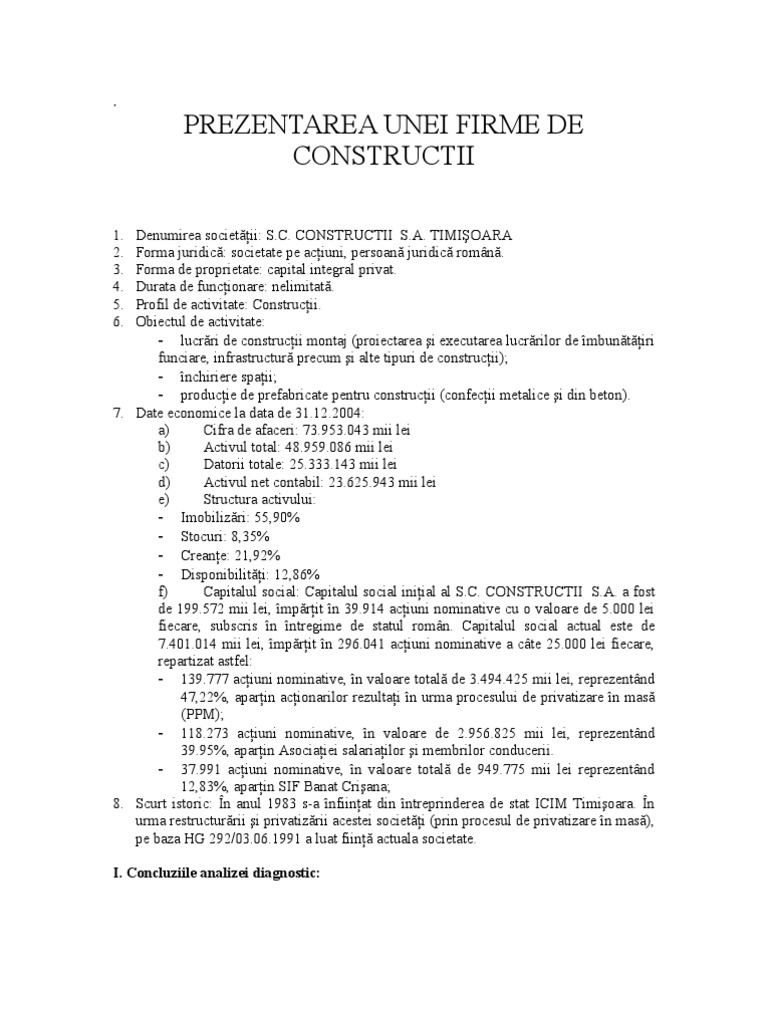 WWW - Referat.ro-Prezentarea Unei Firme de Constructii