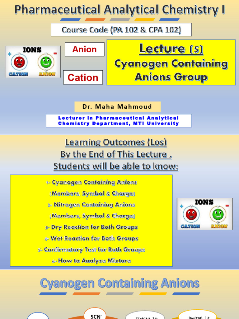 Cyanogen Anions in Pharmaceutical Chemistry | PDF | Cyanide | Nitrite