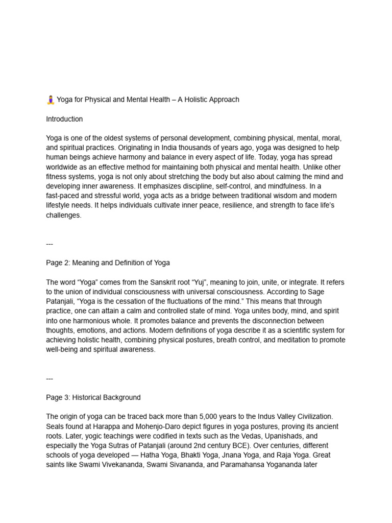 Yoga Sample Project | PDF | Yoga | Asana