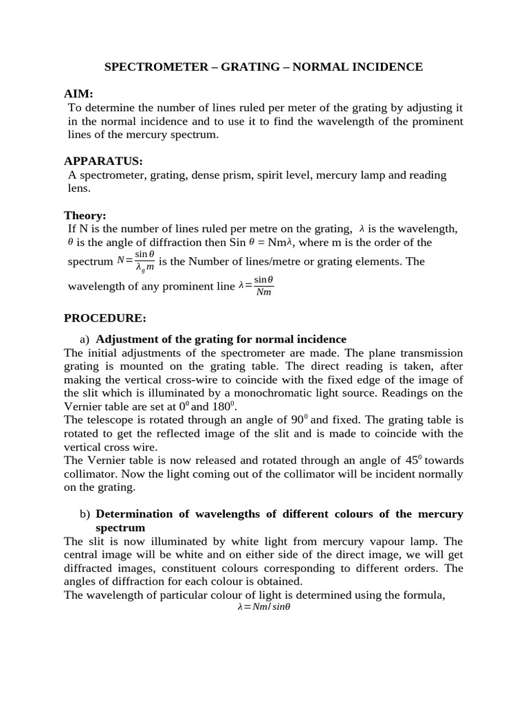 1. Grating | PDF | Wavelength | Color