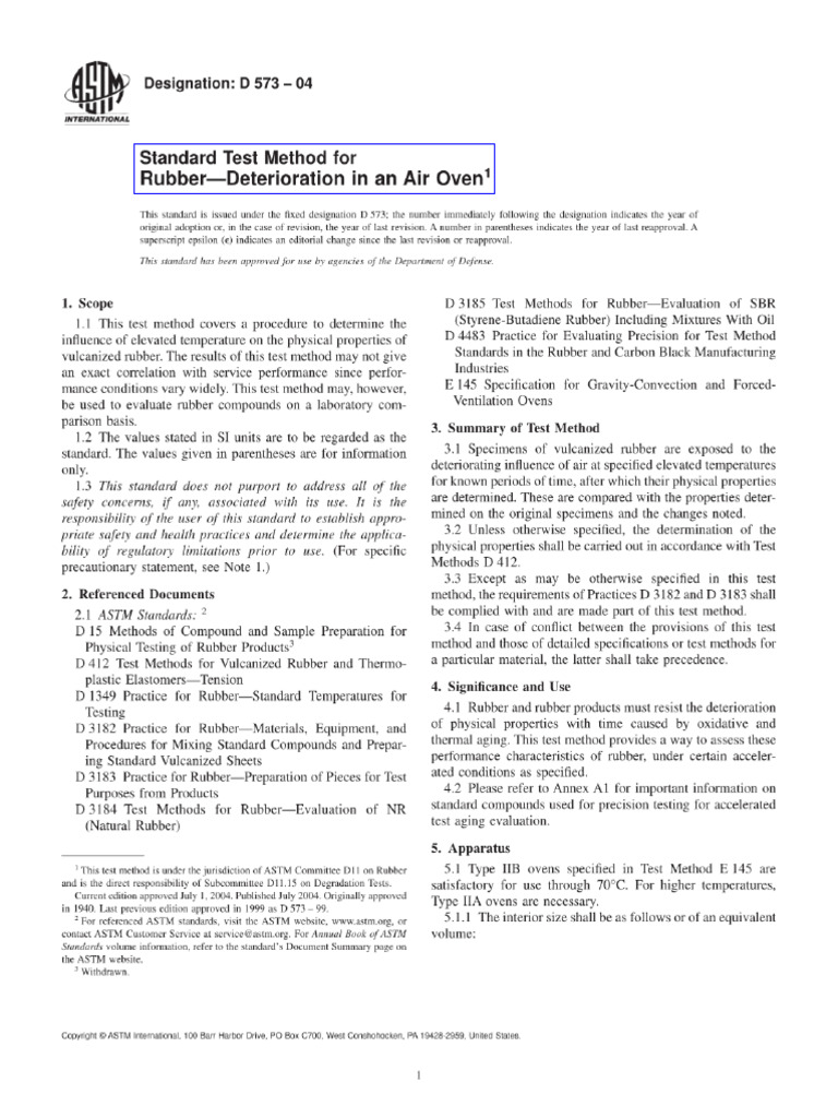 Astm D 573 - After Ageing Procedure | PDF