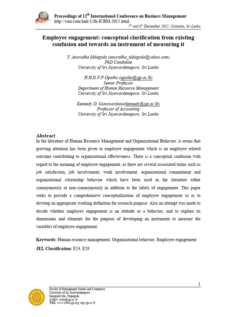 Clarifying Employee Engagement Concepts | PDF | Job Satisfaction ...