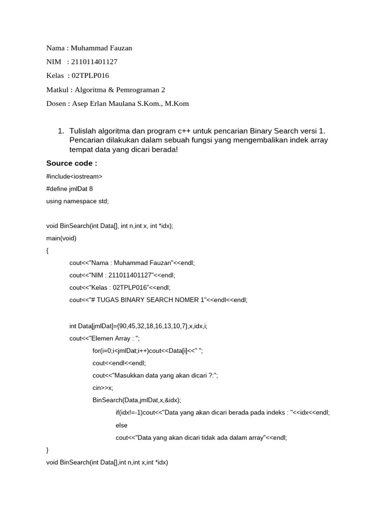 Tugas Terstruktur Algoritma Dan Pemrograman Pertemuan 10 | PDF