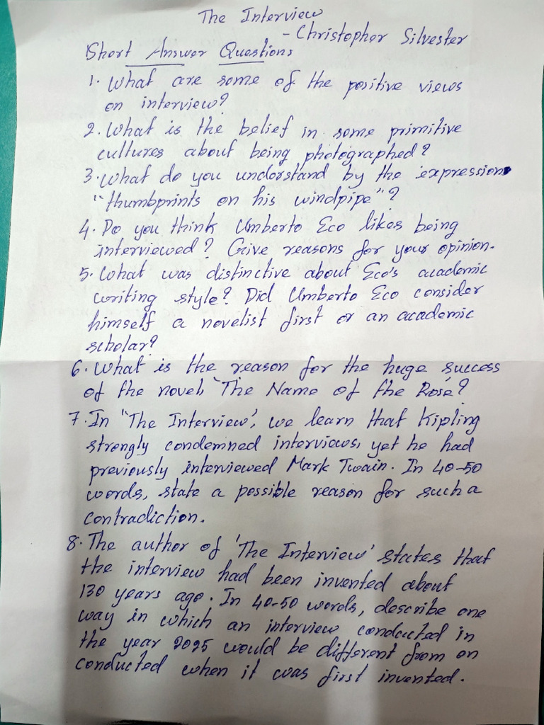 Sr. Interview Practice Questions | PDF