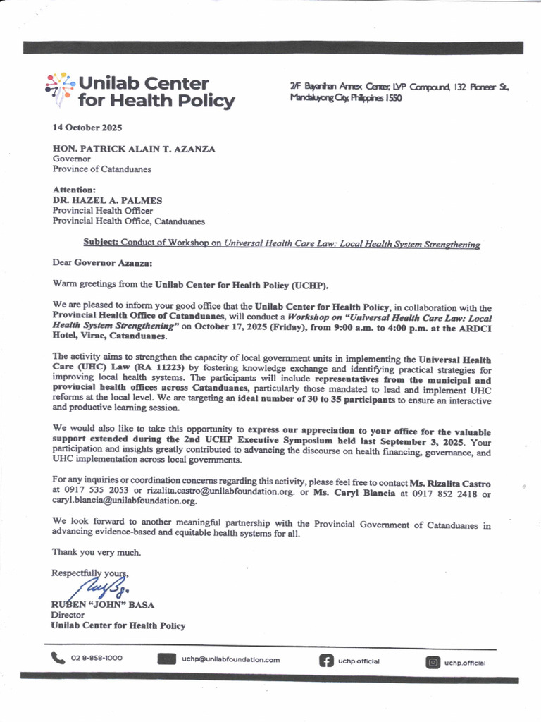 Conduct of Workshop on UHC Law | PDF