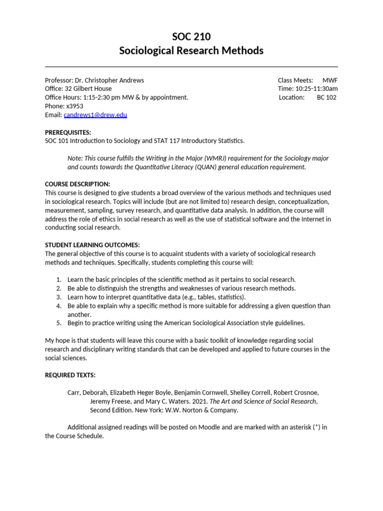 Sociological Research Methods Course Overview | PDF | Statistics ...