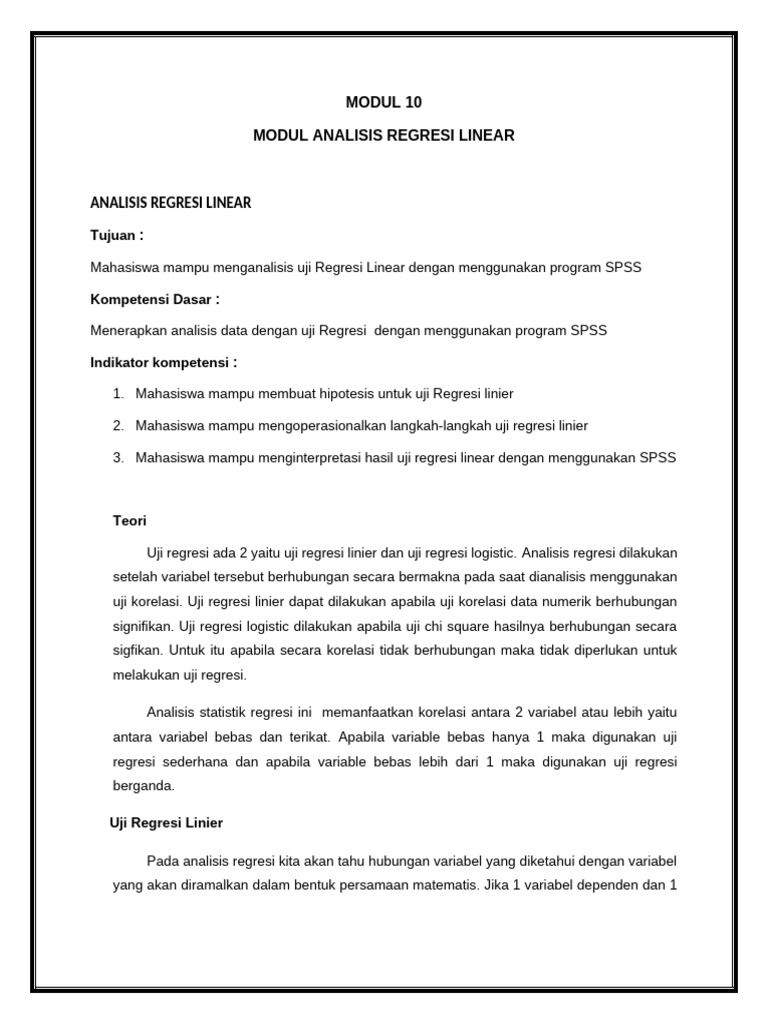 Modul Analisis Regresi Linear | PDF