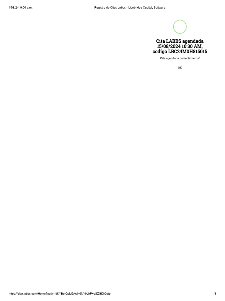 Registro de Citas Labbs - Lionbridge Capital, Software | PDF
