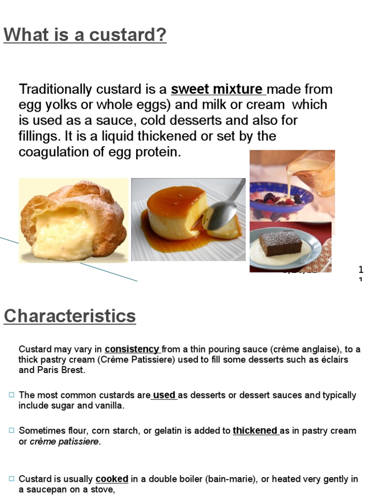 Understanding Custard: Types & Characteristics | PDF | Custard ...