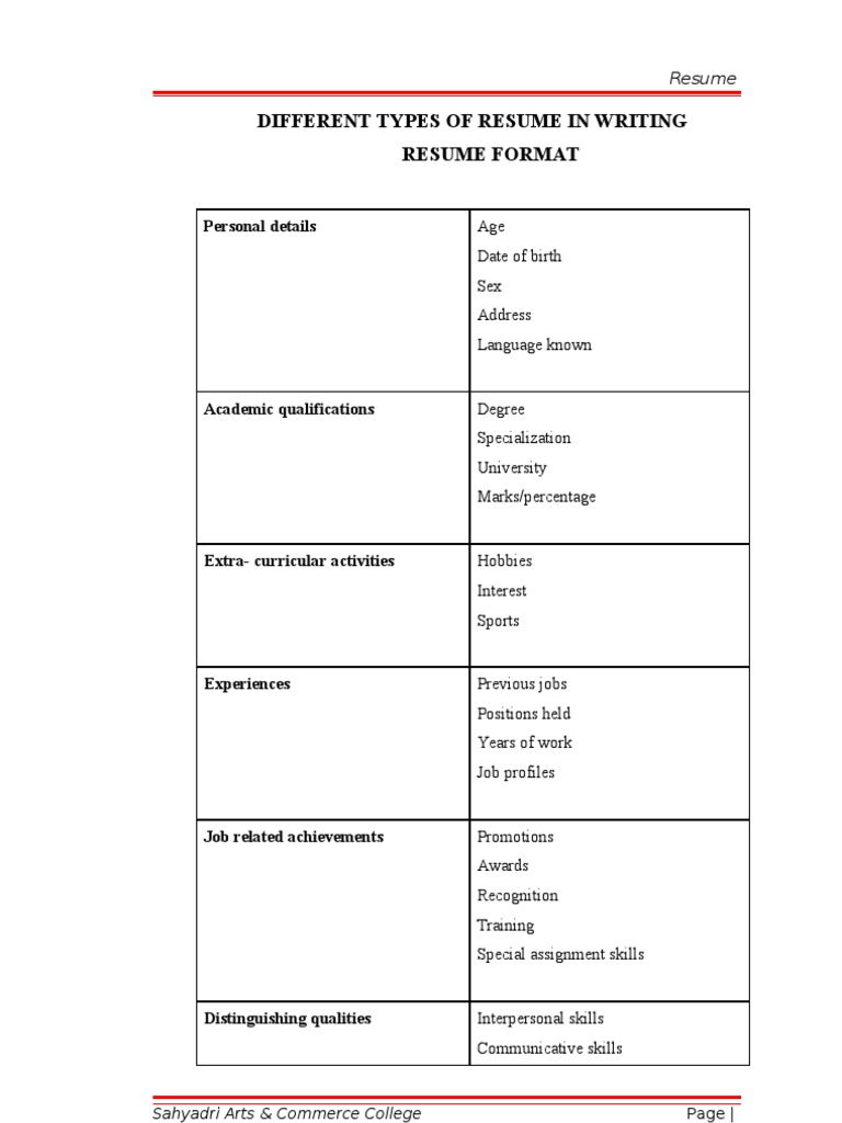 Different Types of Resumes | PDF | Résumé | Flight Instructor
