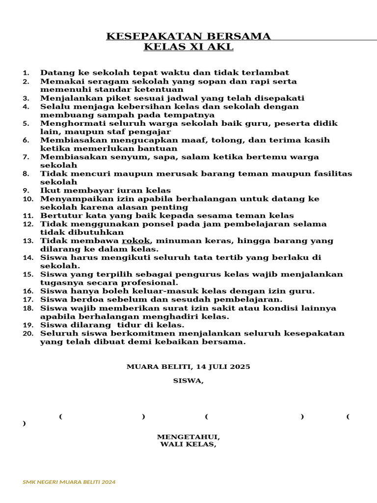 kesepakatan kelas | PDF
