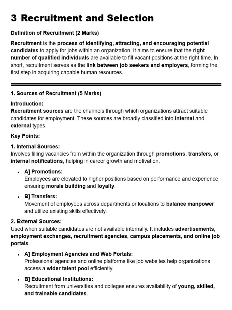 Recruitment Sources and Importance Guide | PDF | Recruitment | Employment