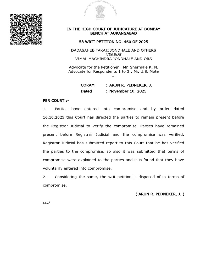 Writ Petition 460 of 2025 Ruling | PDF